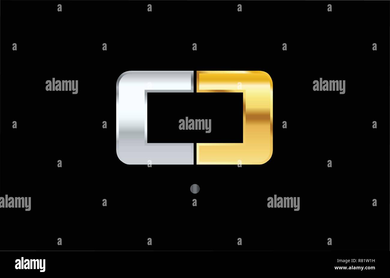 0 number silver gold logo with golden metallic color Stock Vector Image ...