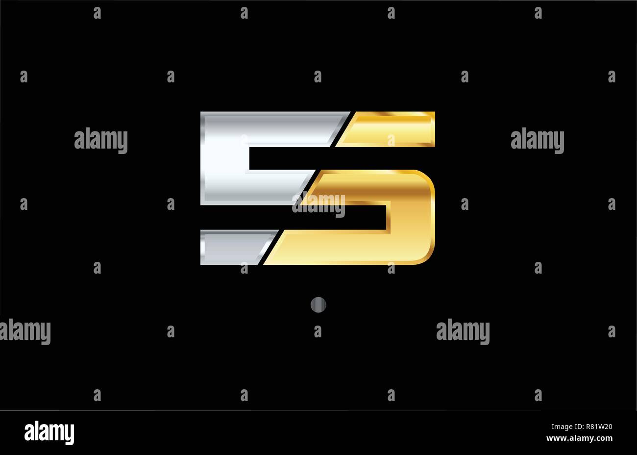 5 number silver gold logo with golden metallic color Stock Vector Image ...