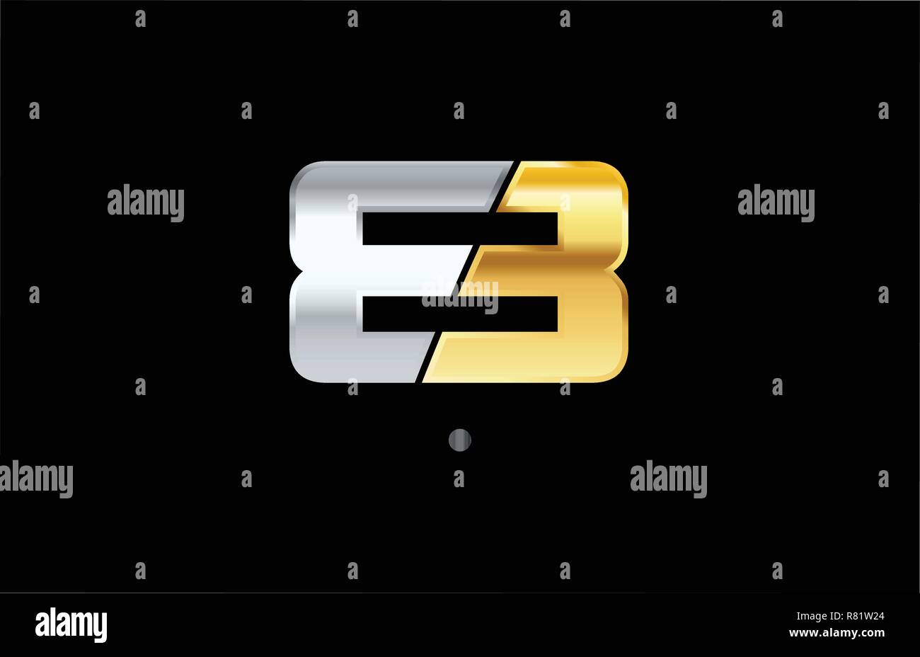 8 number silver gold logo with golden metallic color Stock Vector Image ...