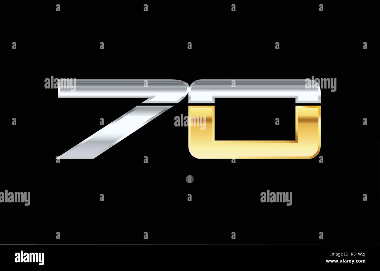 70 number silver gold logo with golden metallic color Stock Vector ...