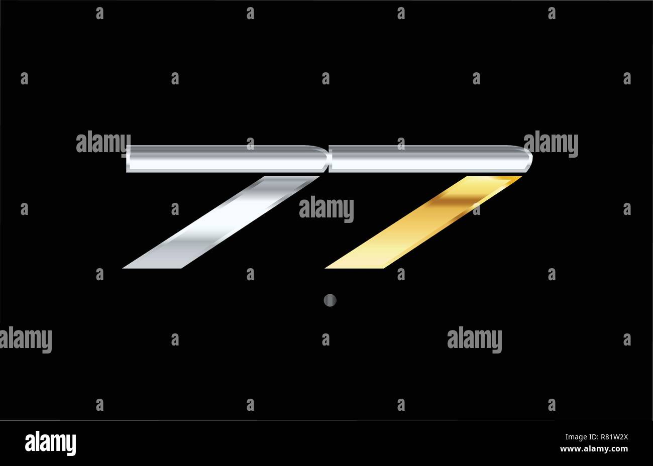 77 number silver gold logo with golden metallic color Stock Vector ...