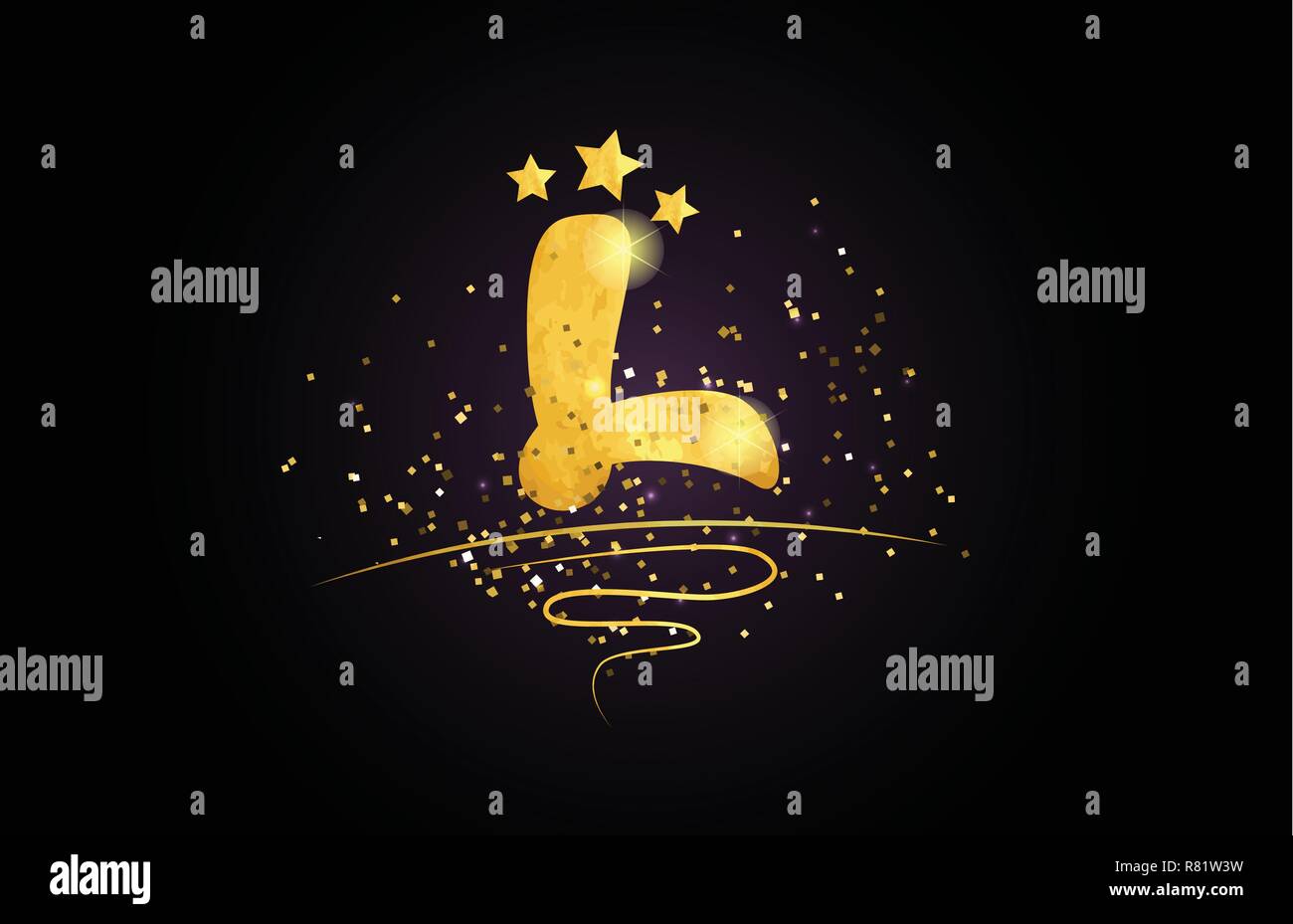 l letter alphabet with star and golden color suitable for card icon or ...