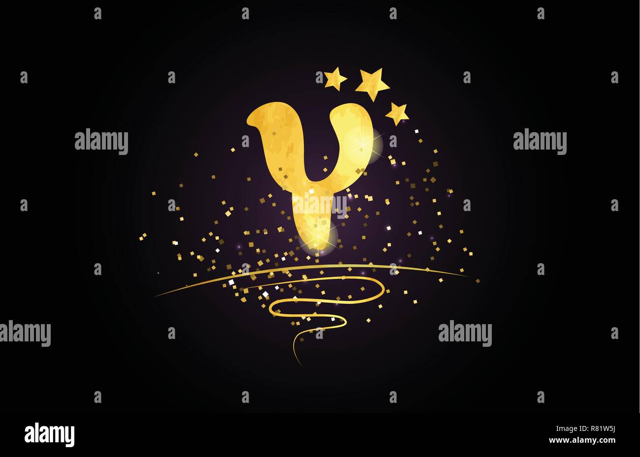 y letter alphabet with star and golden color suitable for card icon or ...