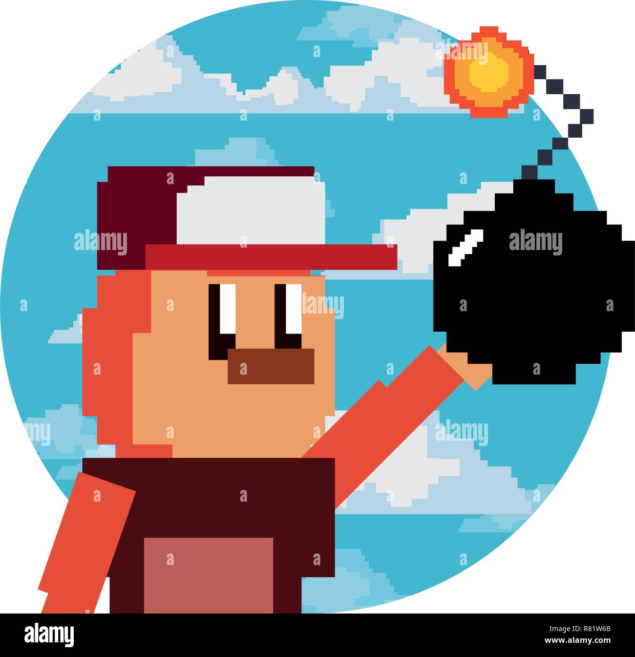 character holding bomb video game vector illustration Stock Vector ...