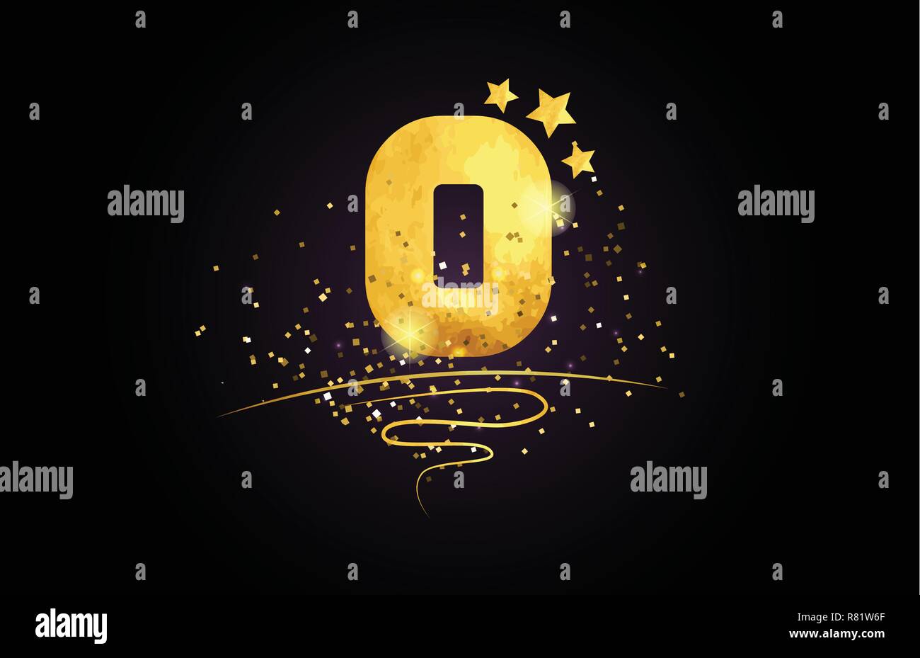 0 number with star and golden glitter on black background suitable for ...