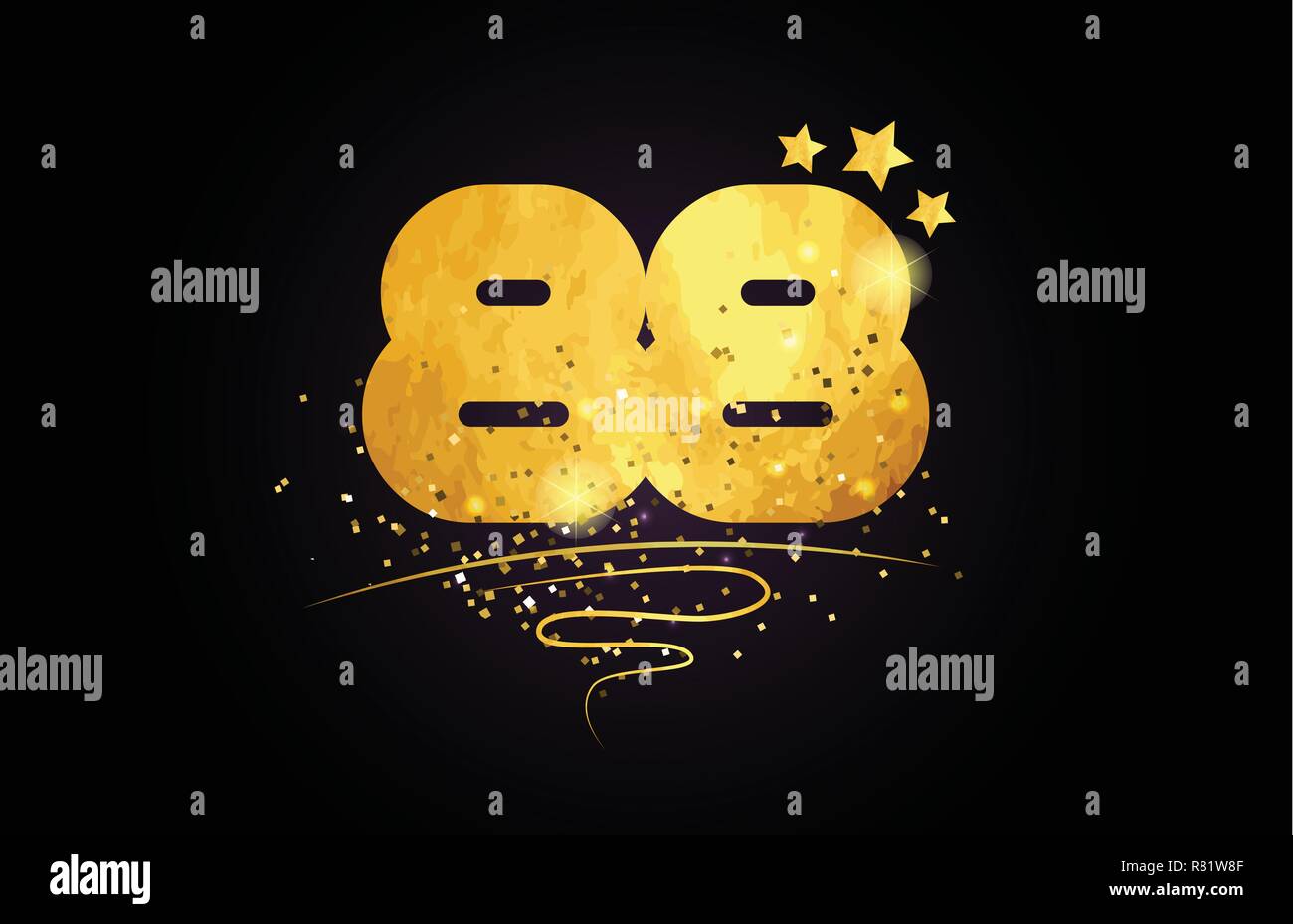 88 number with star and golden glitter on black background suitable for ...
