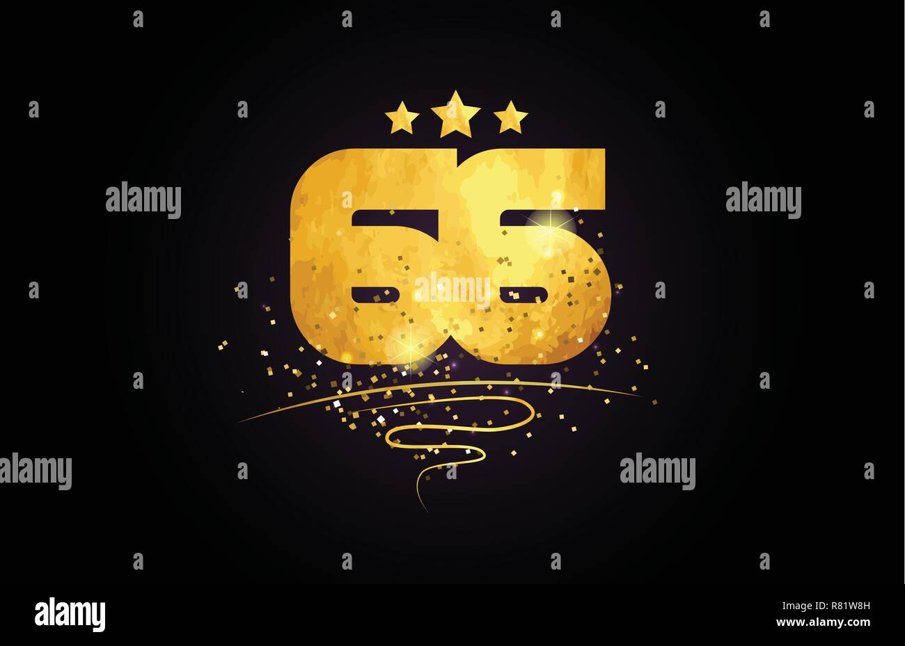 66 number with star and golden glitter on black background suitable for ...