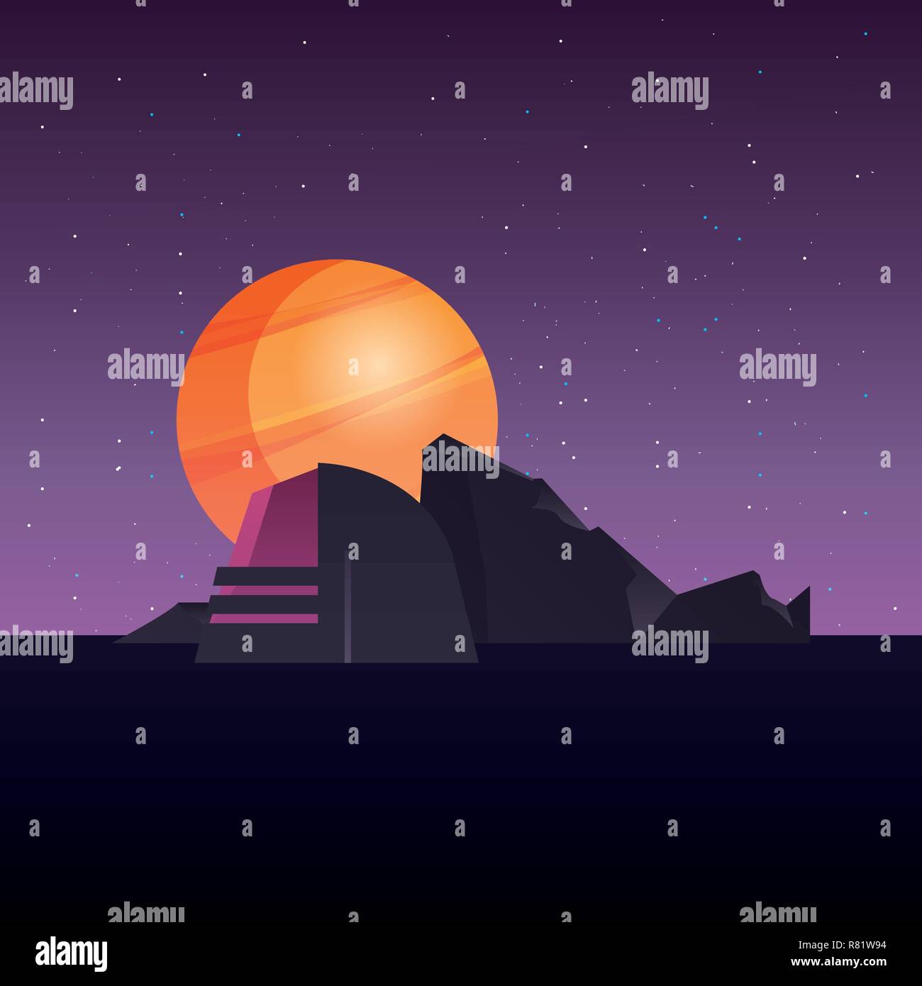 futuristic building planet space construction vector illustration Stock ...