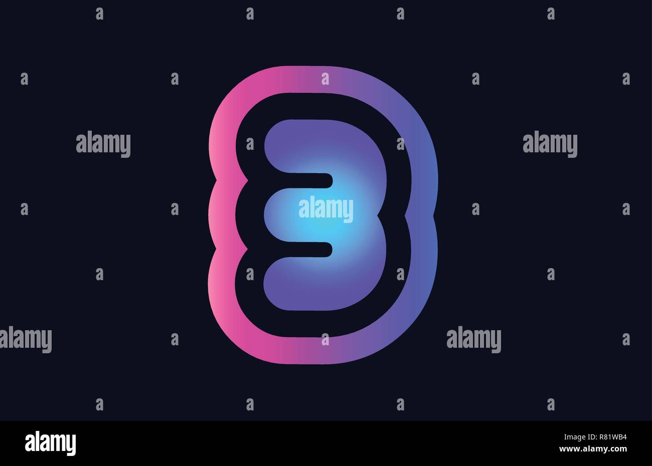 Design of number 3 pink blue gradient color suitable as a logo for a ...
