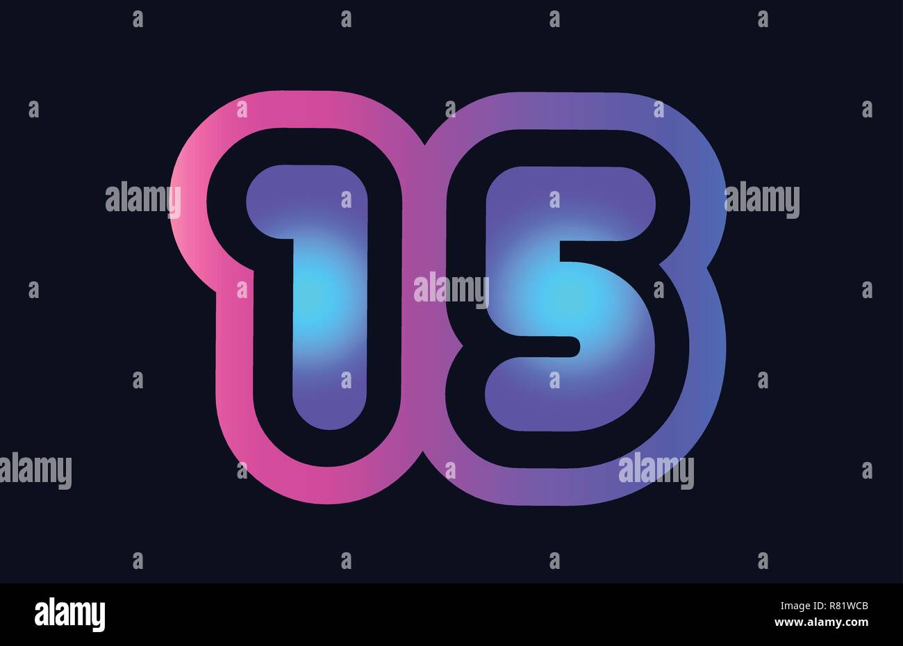 Design of number 15 pink blue gradient color suitable as a logo for a ...