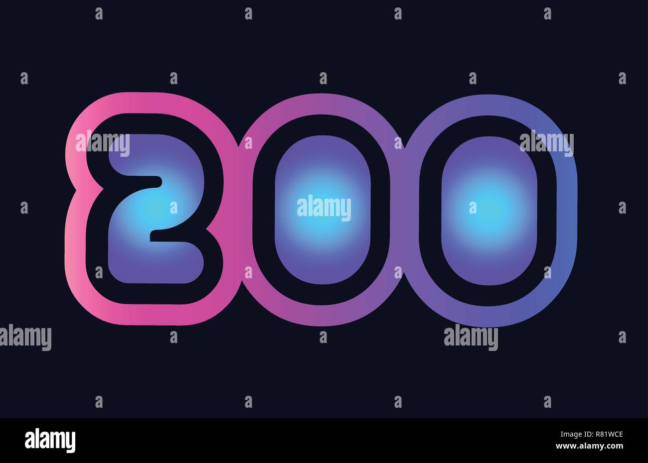 Design of number 200 pink blue gradient color suitable as a logo for a ...