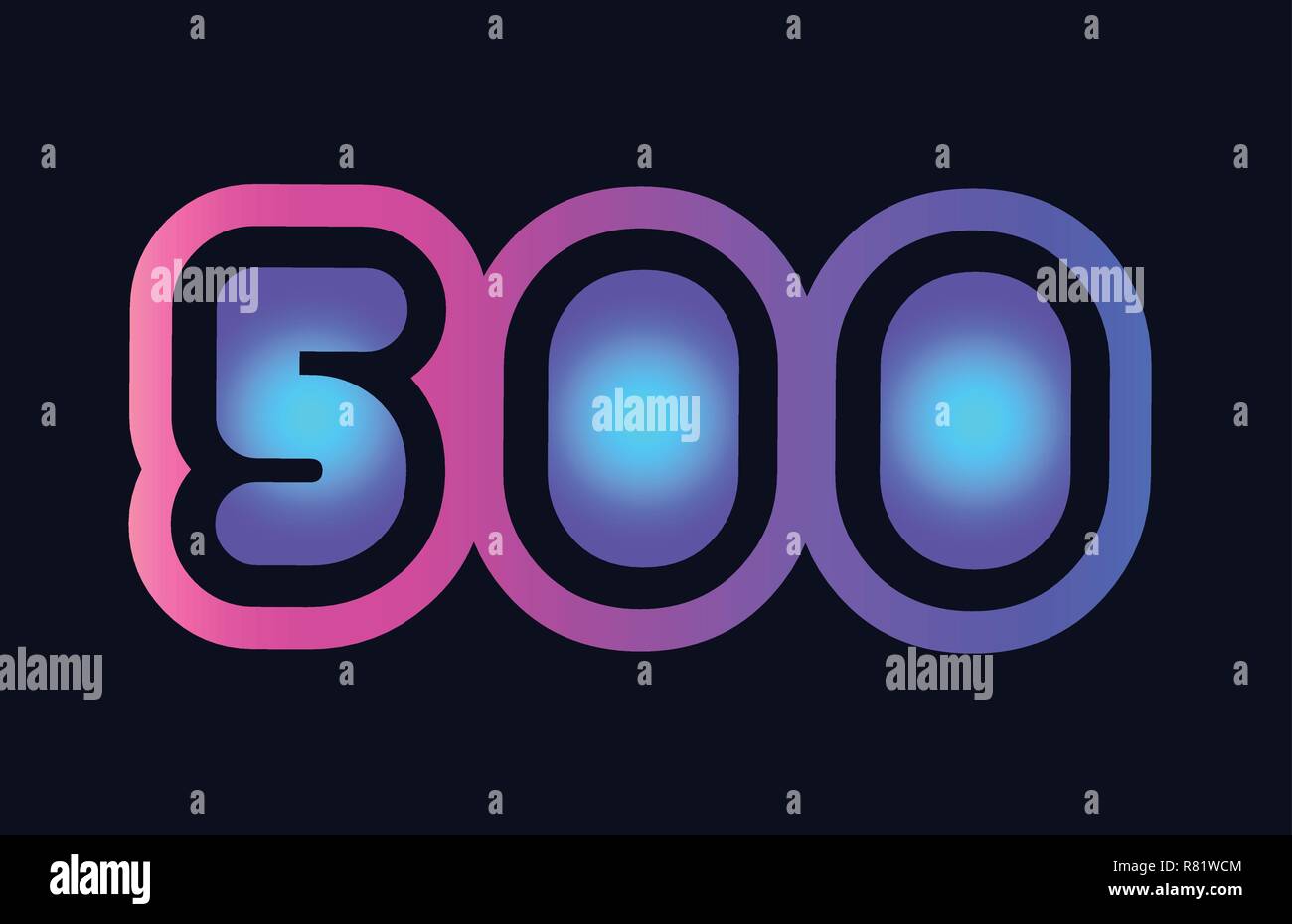 Design of number 500 pink blue gradient color suitable as a logo for a ...