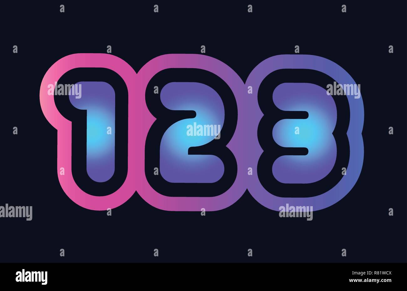 Design of number 123 pink blue gradient color suitable as a logo for a ...