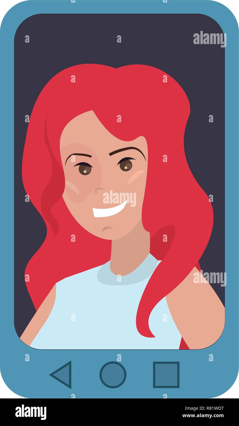 mobile with woman selfie photo vector illustration Stock Vector Image ...