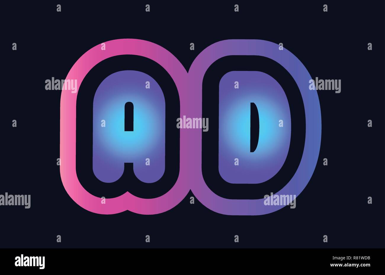 Design of alphabet combination letter ad a d pink blue gradient color ...