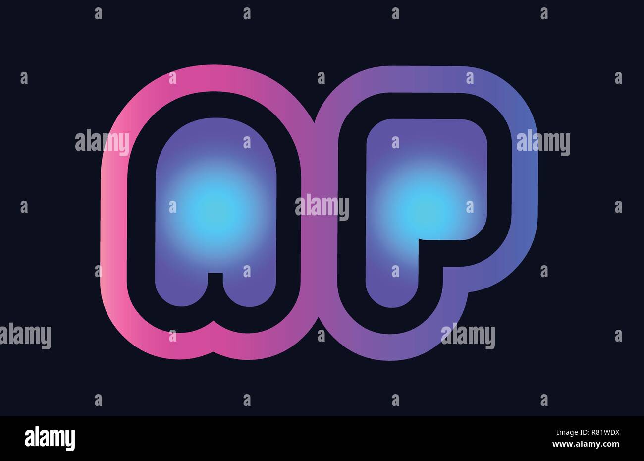 Design of alphabet combination letter ap a p pink blue gradient color ...