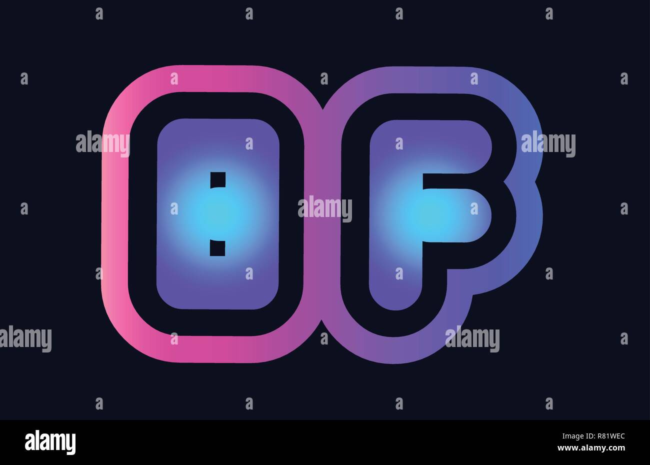 Design of alphabet combination letter bf b f pink blue gradient color ...