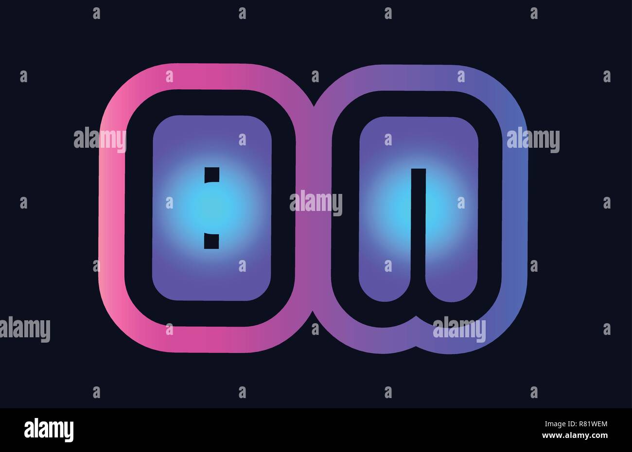 Design of alphabet combination letter bn b n pink blue gradient color ...