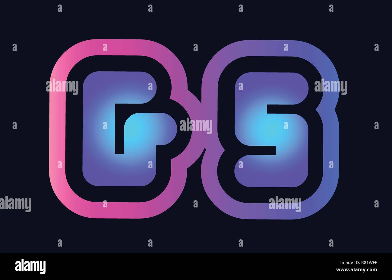 Design of alphabet combination letter gs g s pink blue gradient color ...