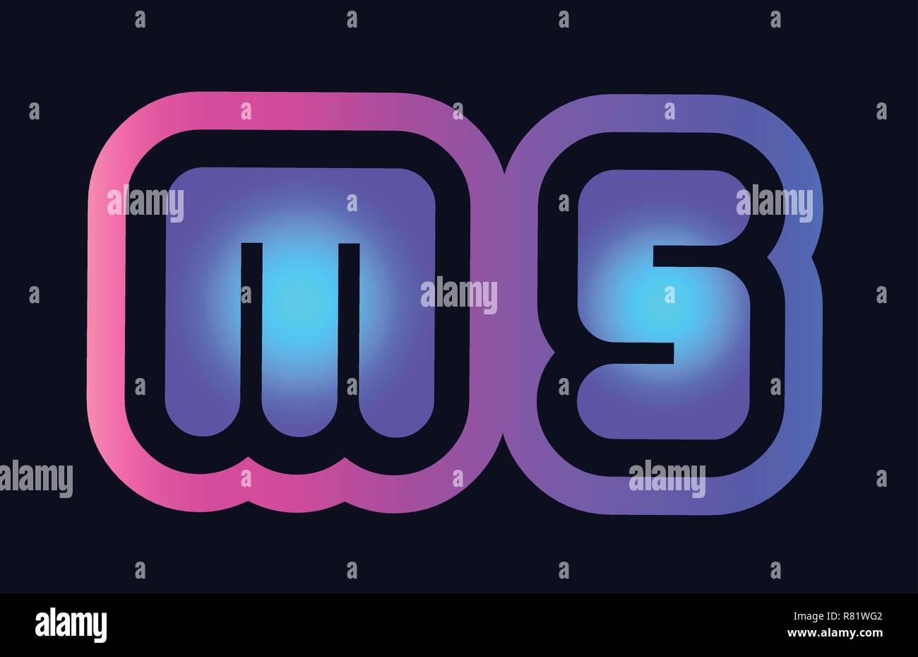 Design of alphabet combination letter ms m s pink blue gradient color ...