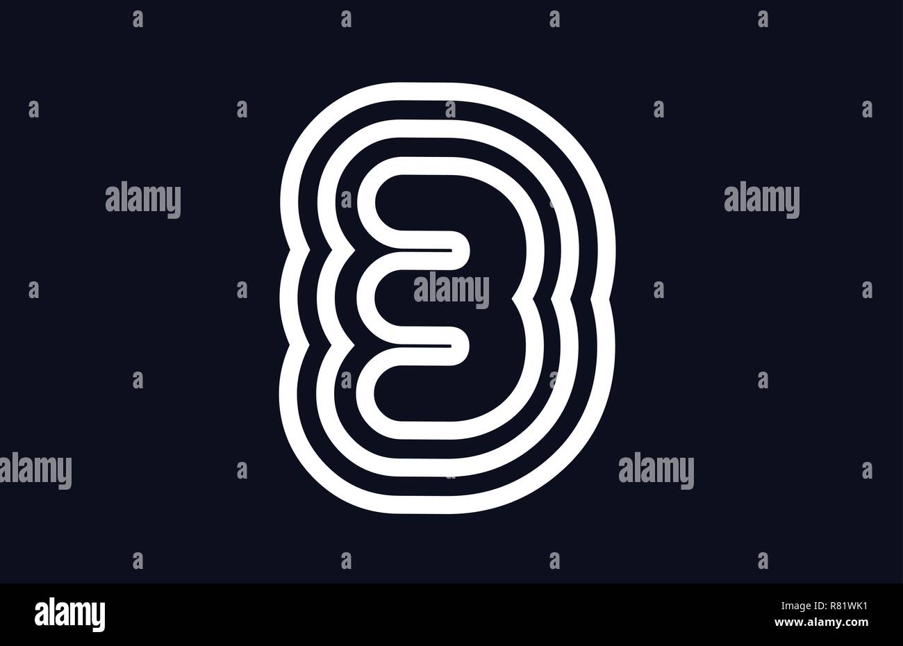 black and white number 3 logo design suitable for a company or business ...