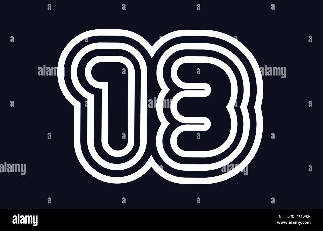 black and white number 13 logo design suitable for a company or ...
