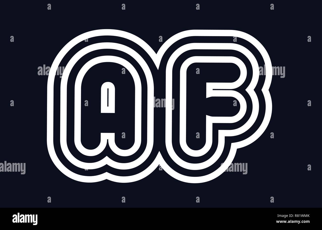 black and white alphabet letter af a f logo combination design suitable ...