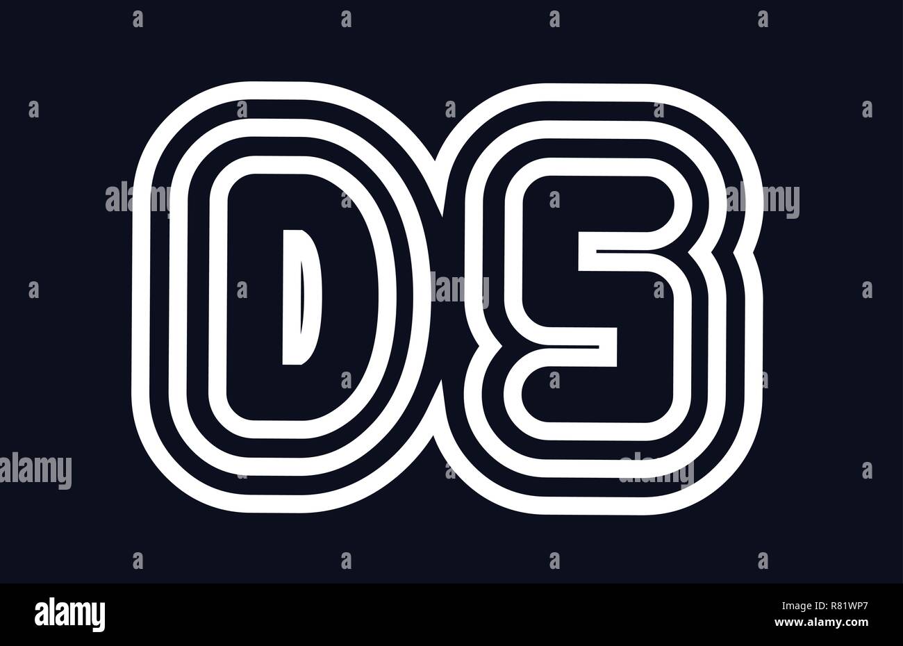 black and white alphabet letter ds d s logo combination design suitable ...