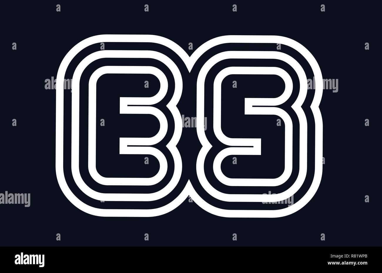 black and white alphabet letter es e s logo combination design suitable ...