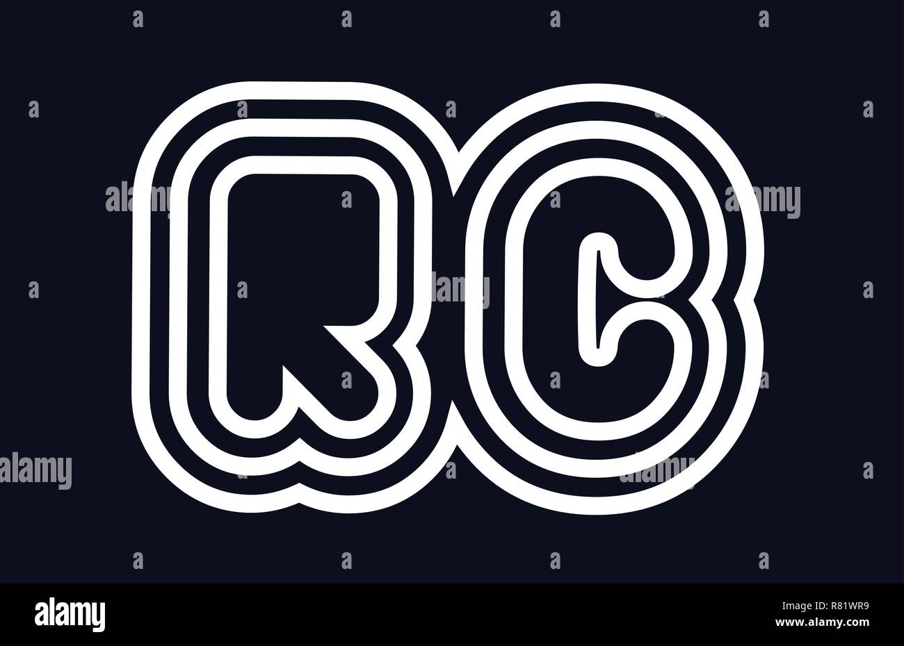 black and white alphabet letter rc r c logo combination design suitable for a company or ...