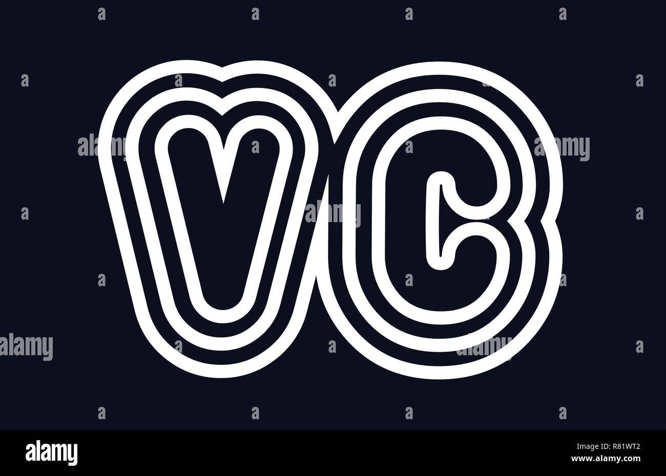 black and white alphabet letter vc v c logo combination design suitable ...