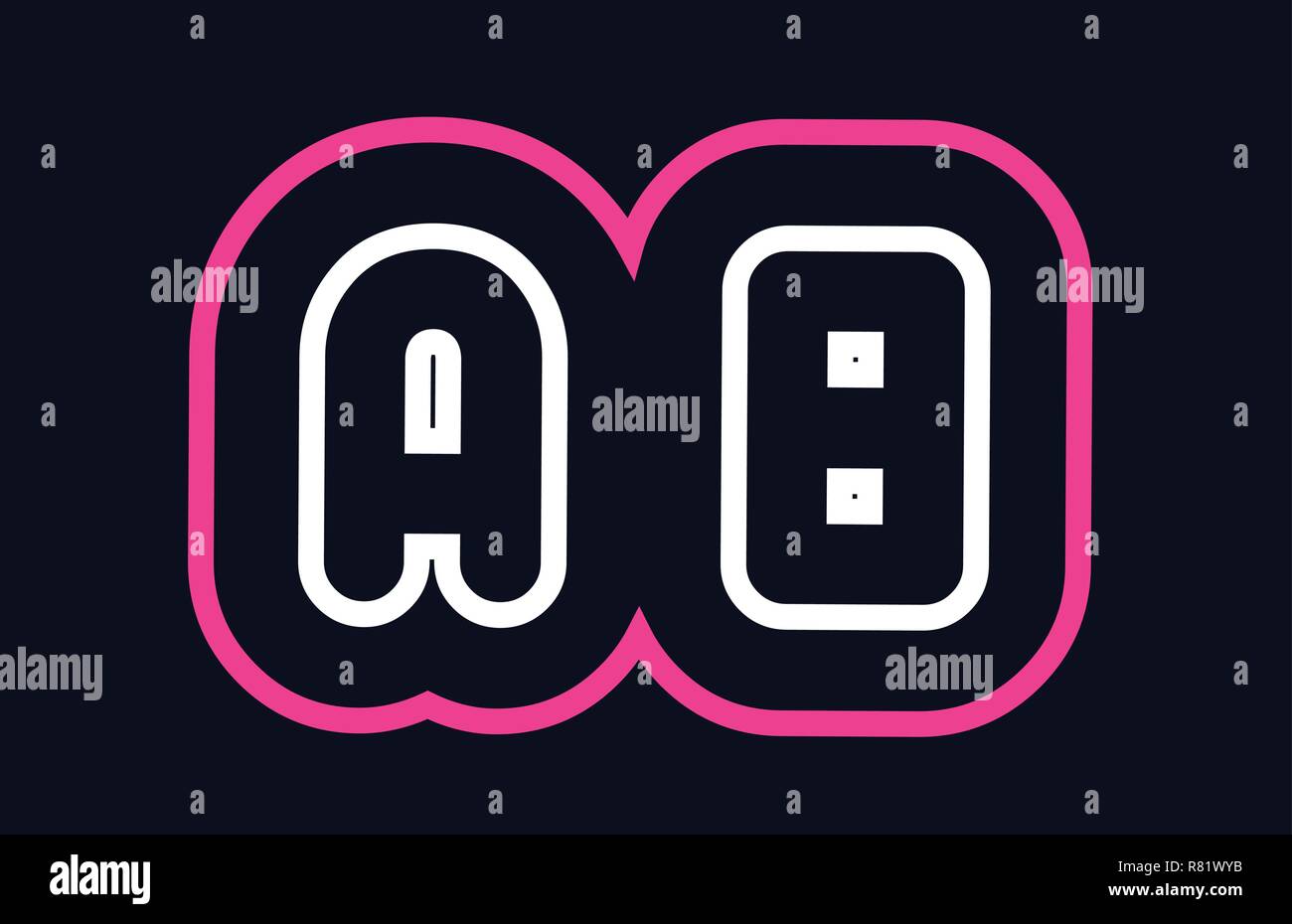 pink white blue alphabet combination letter ab a b logo design suitable ...