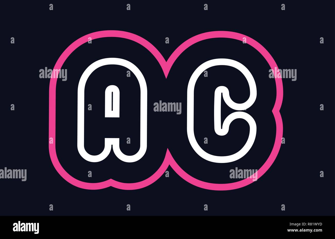 pink white blue alphabet combination letter ac a c logo design suitable ...