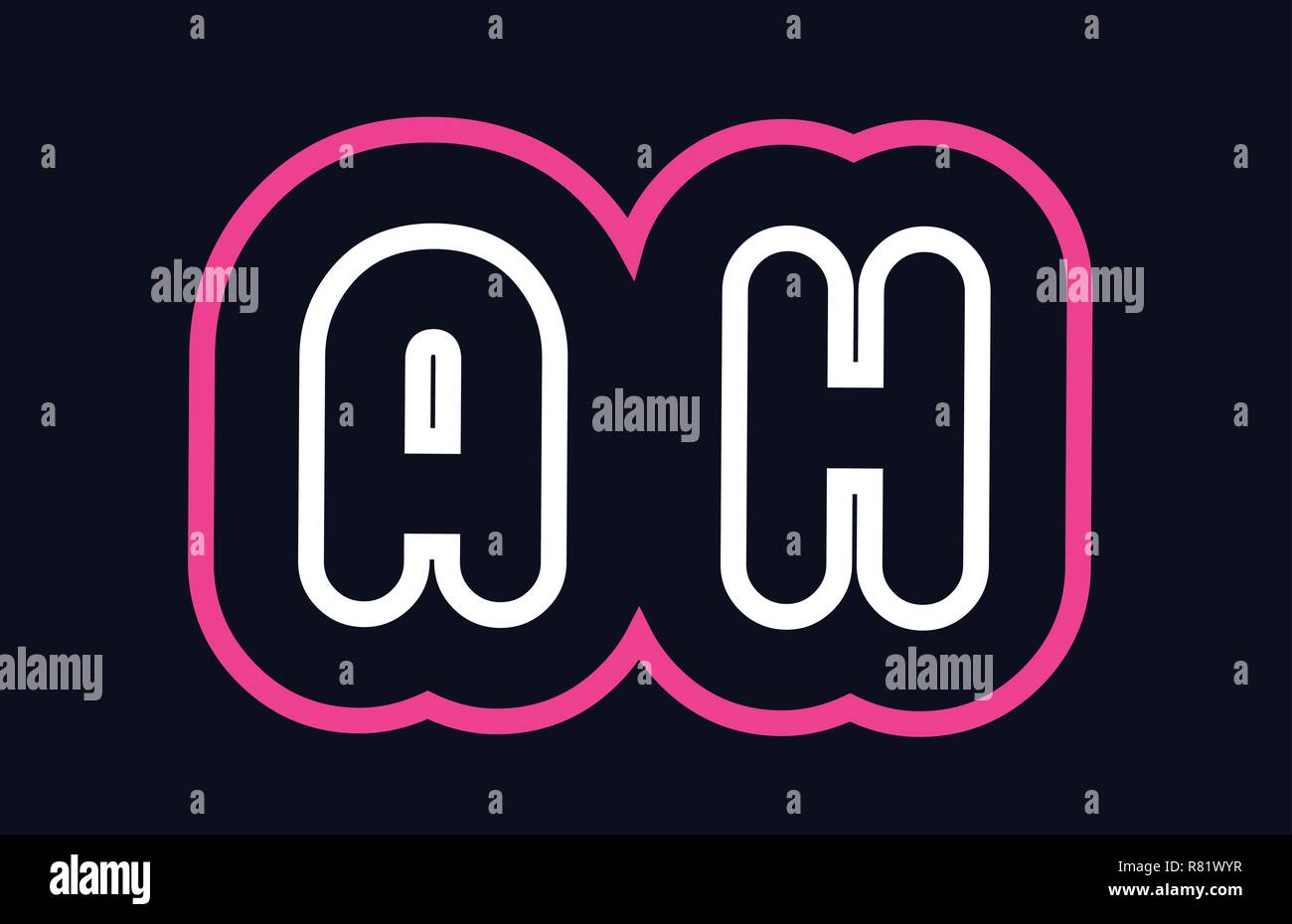 pink white blue alphabet combination letter ah a h logo design suitable ...