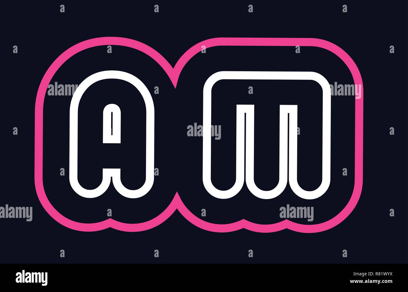 pink white blue alphabet combination letter am a m logo design suitable ...