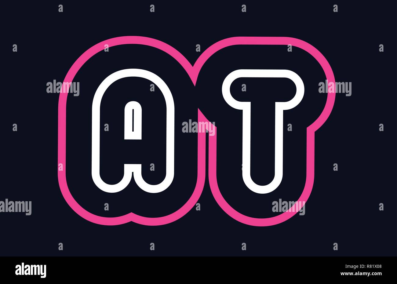 pink white blue alphabet combination letter at a t logo design suitable ...