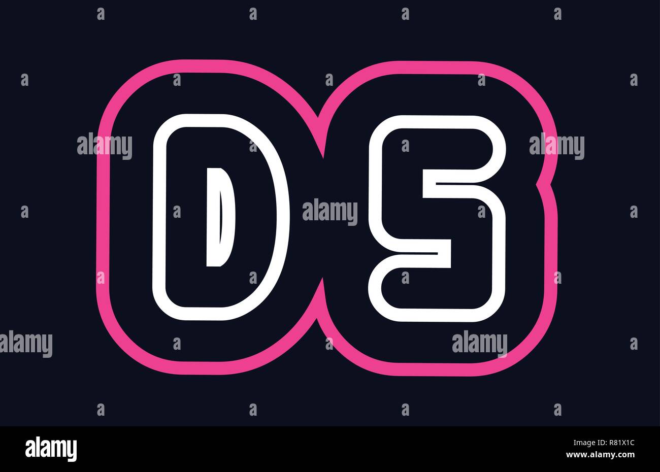 pink white blue alphabet combination letter ds d s logo design suitable ...
