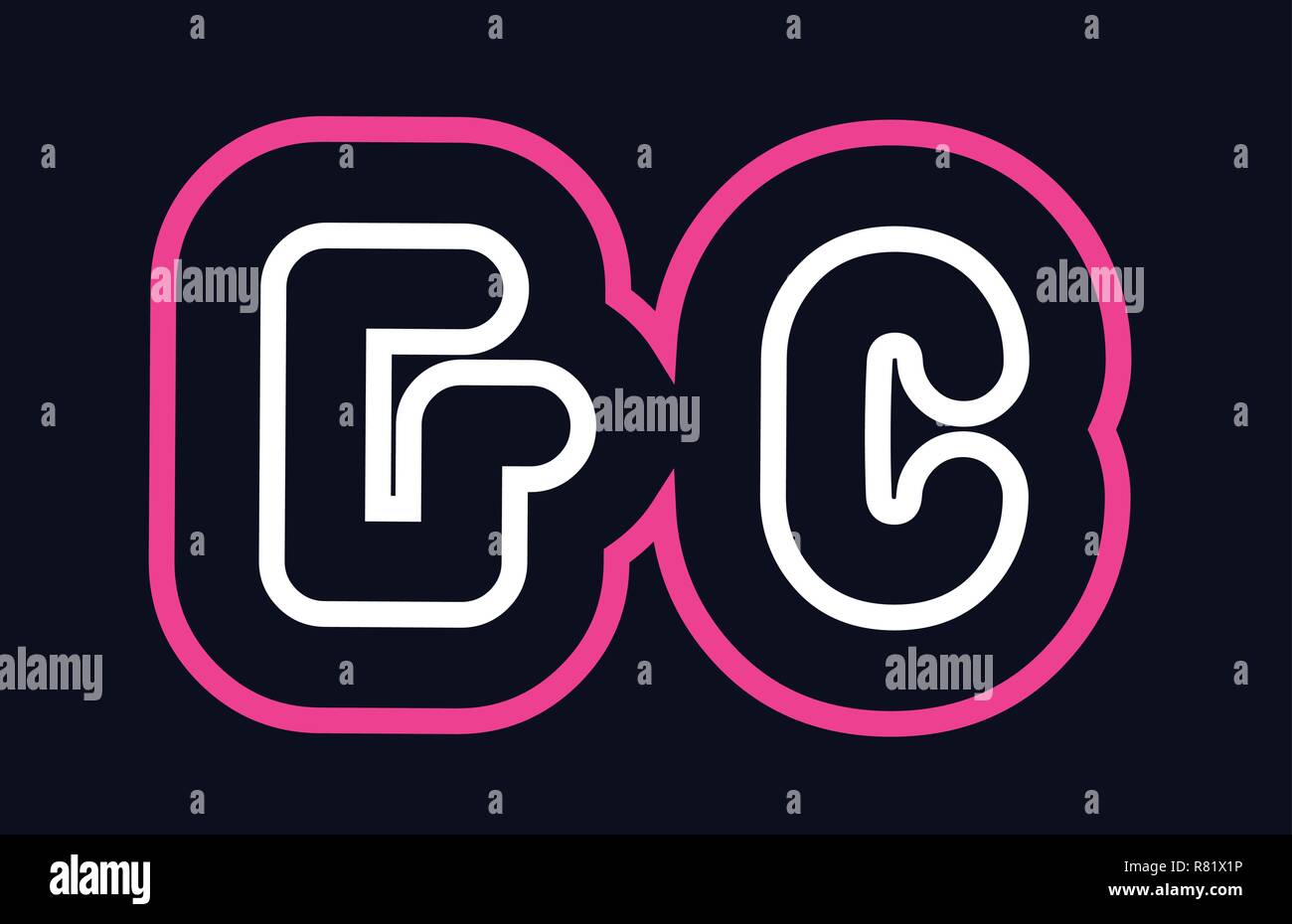 pink white blue alphabet combination letter gc g c logo design suitable ...