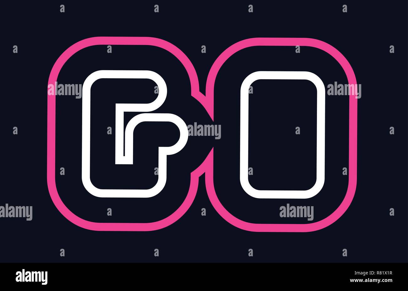 pink white blue alphabet combination letter go g o logo design suitable ...