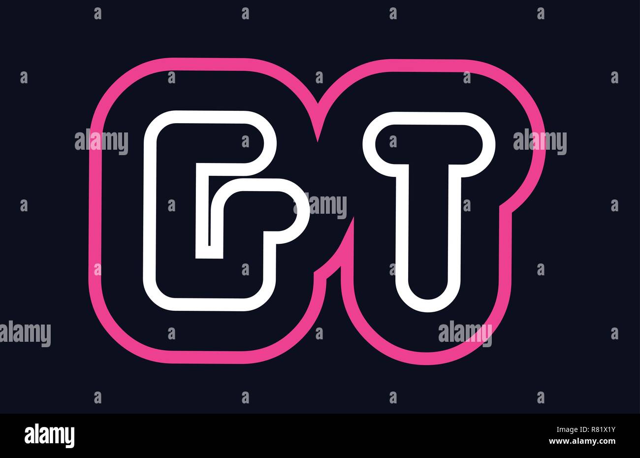 pink white blue alphabet combination letter gt g t logo design suitable ...