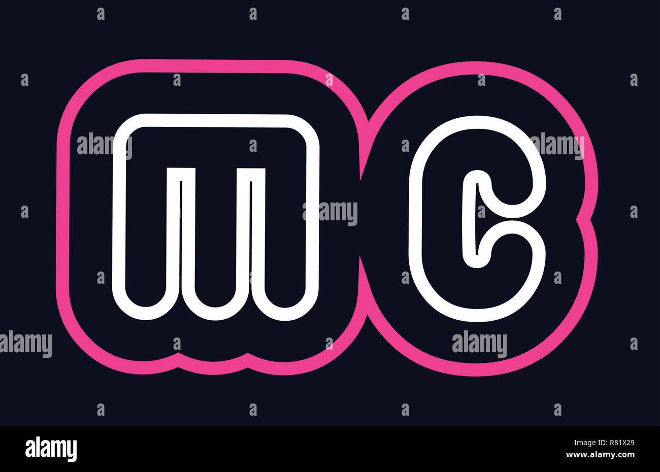 pink white blue alphabet combination letter mc m c logo design suitable ...