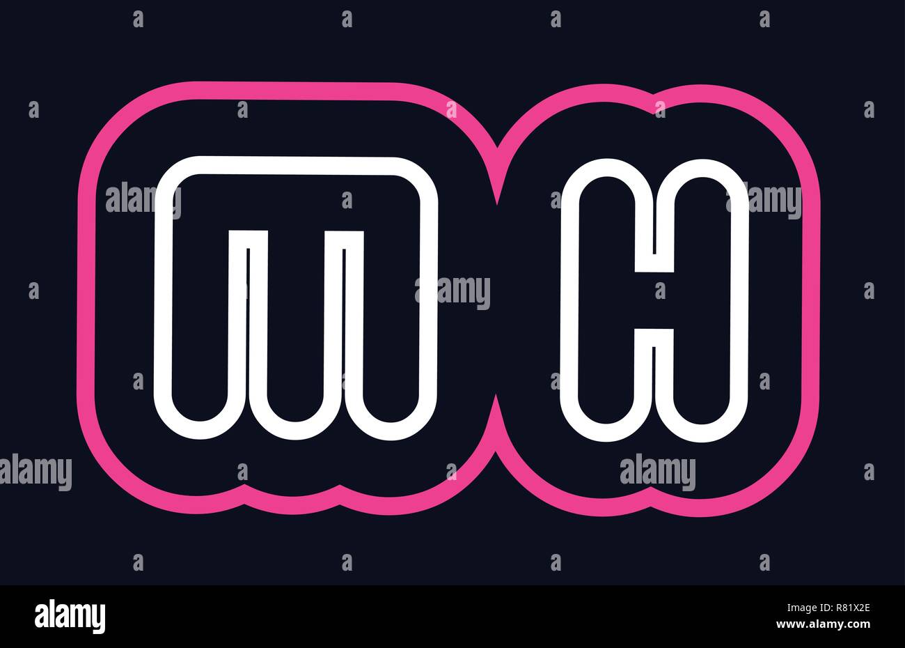 pink white blue alphabet combination letter mh m h logo design suitable ...