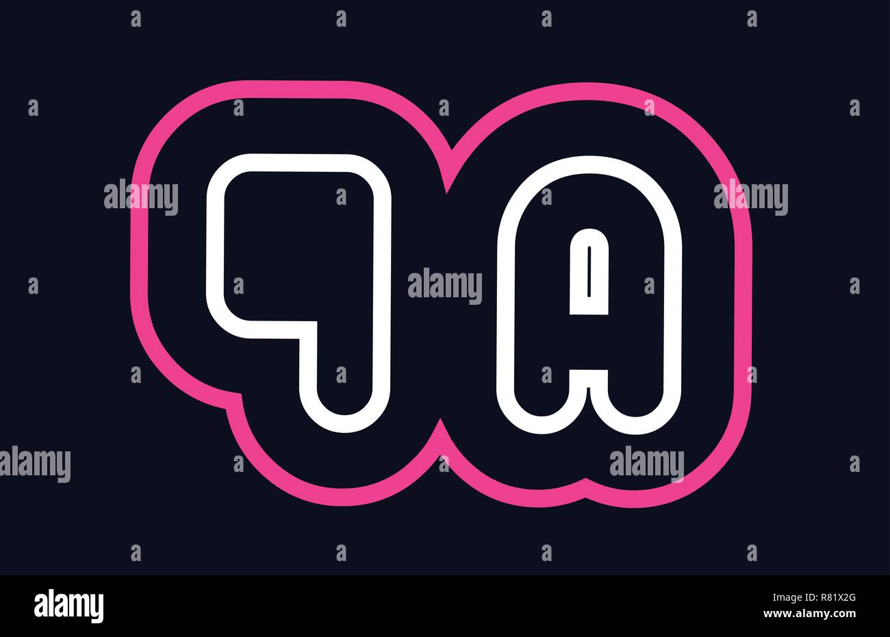 pink white blue alphabet combination letter qa q a logo design suitable ...