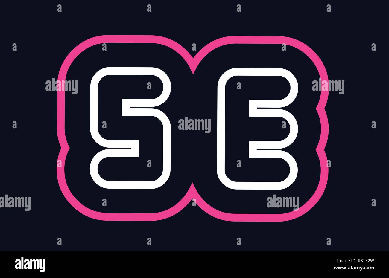 pink white blue alphabet combination letter se s e logo design suitable ...