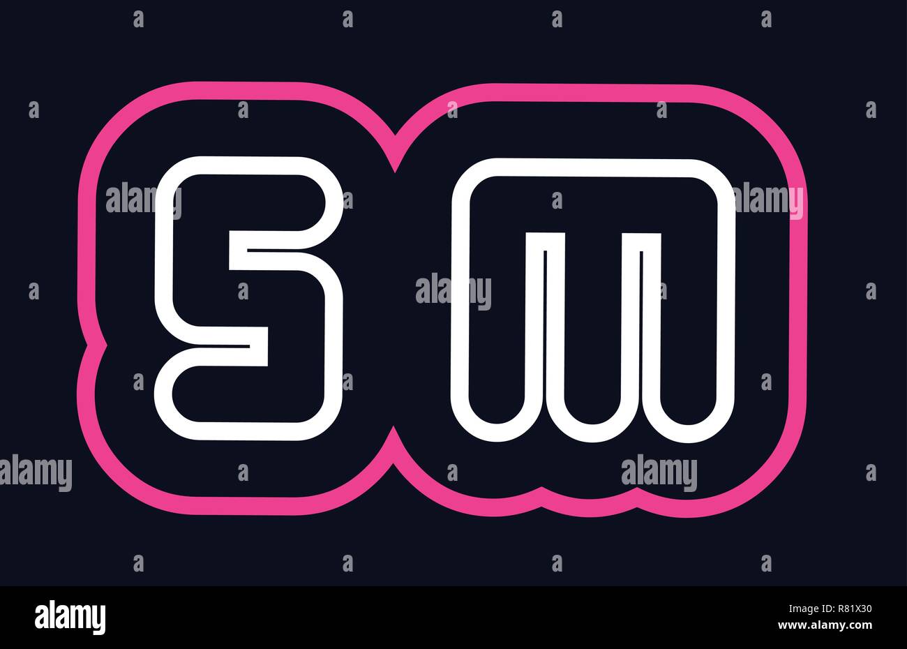 pink white blue alphabet combination letter sm s m logo design suitable ...
