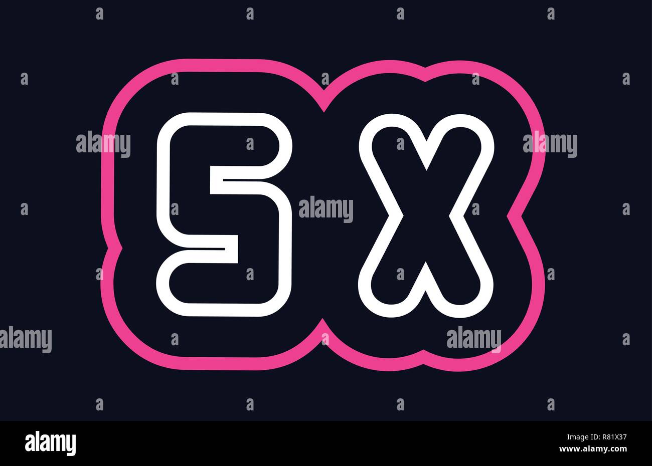 pink white blue alphabet combination letter sx s x logo design suitable ...