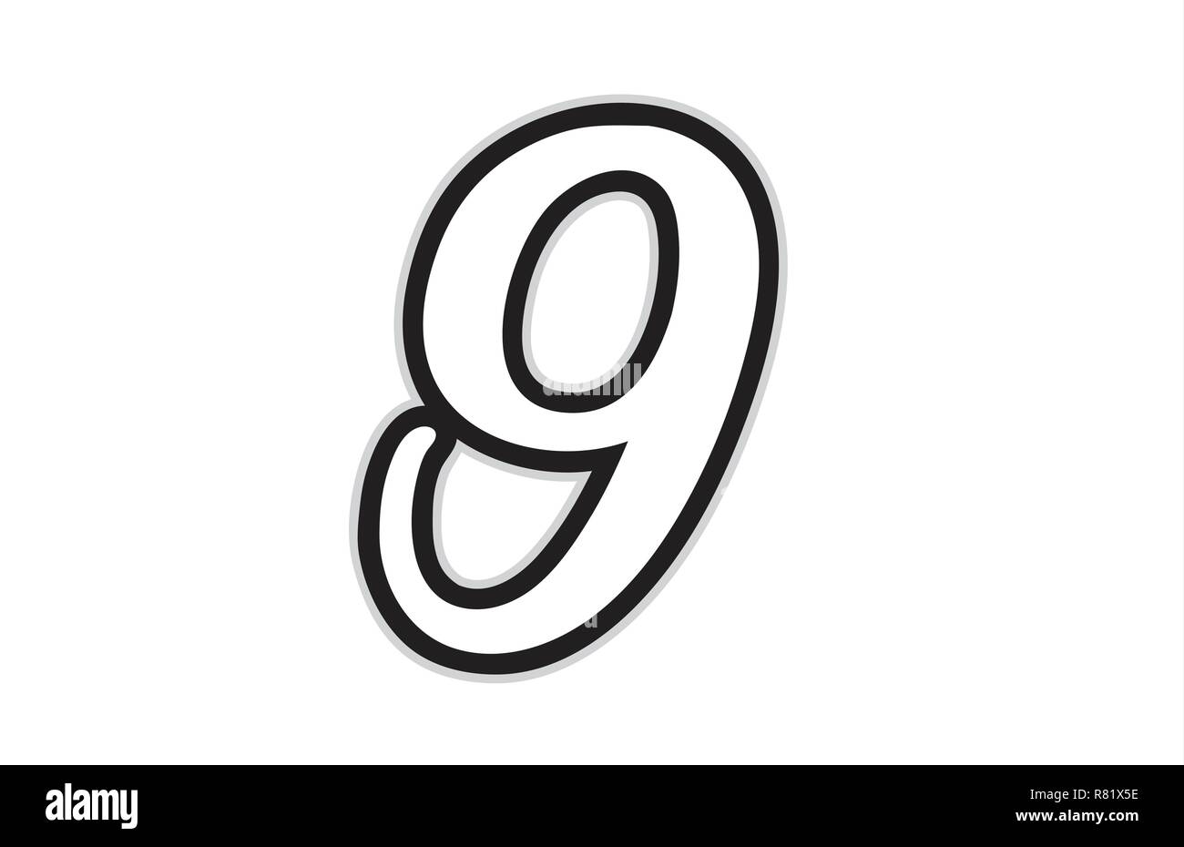 Design of black and white number 9 suitable as a logo for a company or ...