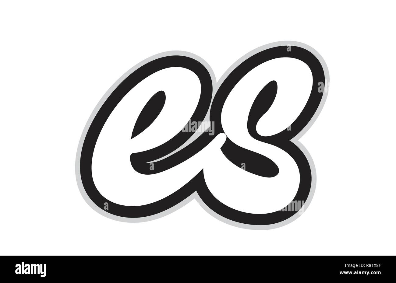 Design of black and white alphabet letter combination es e s suitable ...
