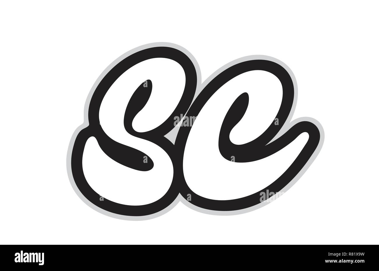 Design of black and white alphabet letter combination sc s c suitable ...