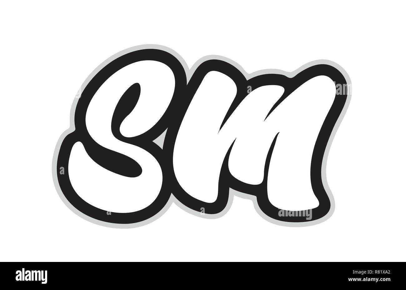 Design of black and white alphabet letter combination sm s m suitable ...